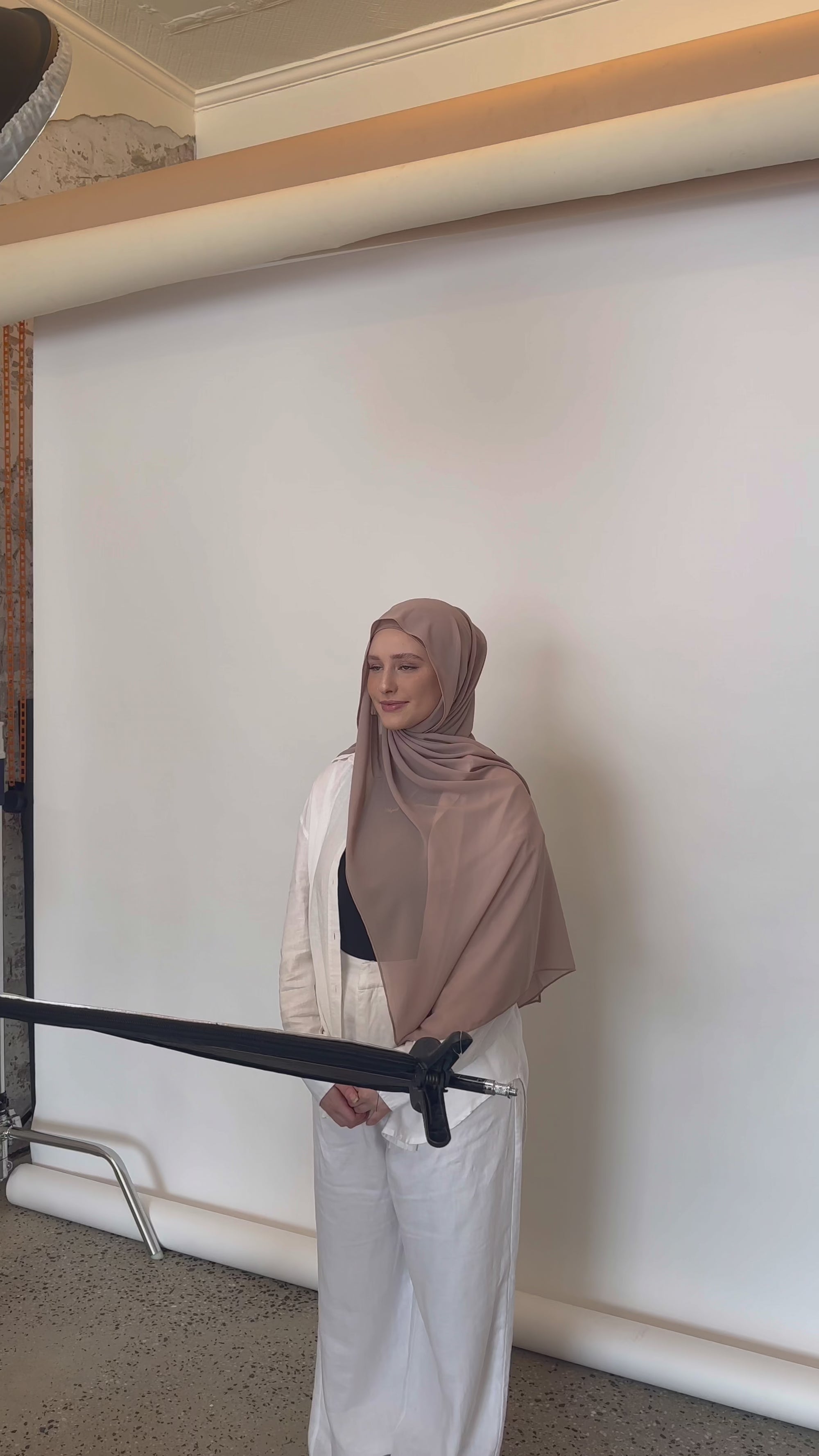Taupe — Instant Chiffon Hijab with Built-in Magnets